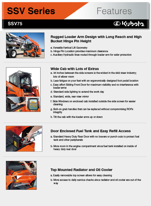 Kubota SSV75 Skid Steer Loader for sale » Streacker Tractor Sales, Inc.